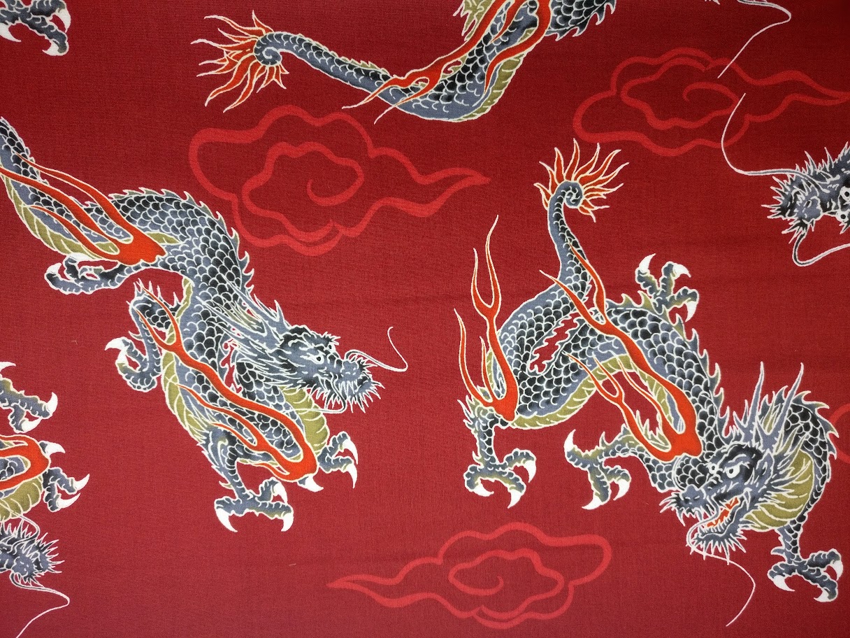 Eba Rich Red Japanese Dragons Fabric, Sevenberry – Blyth & Bonnie
